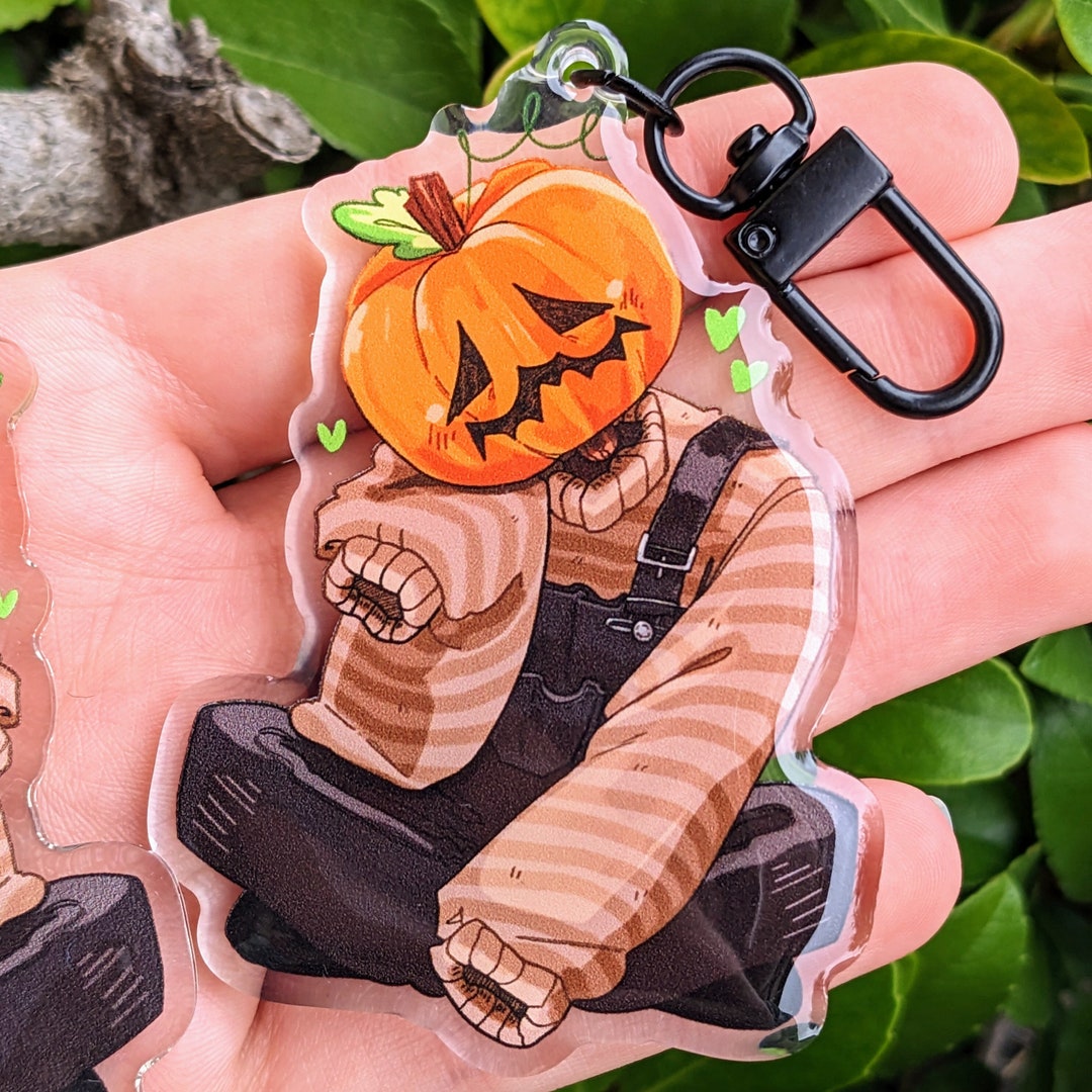 Autumn Pumpkin Head Keychain! // Acrylic 3in Keychain - Etsy