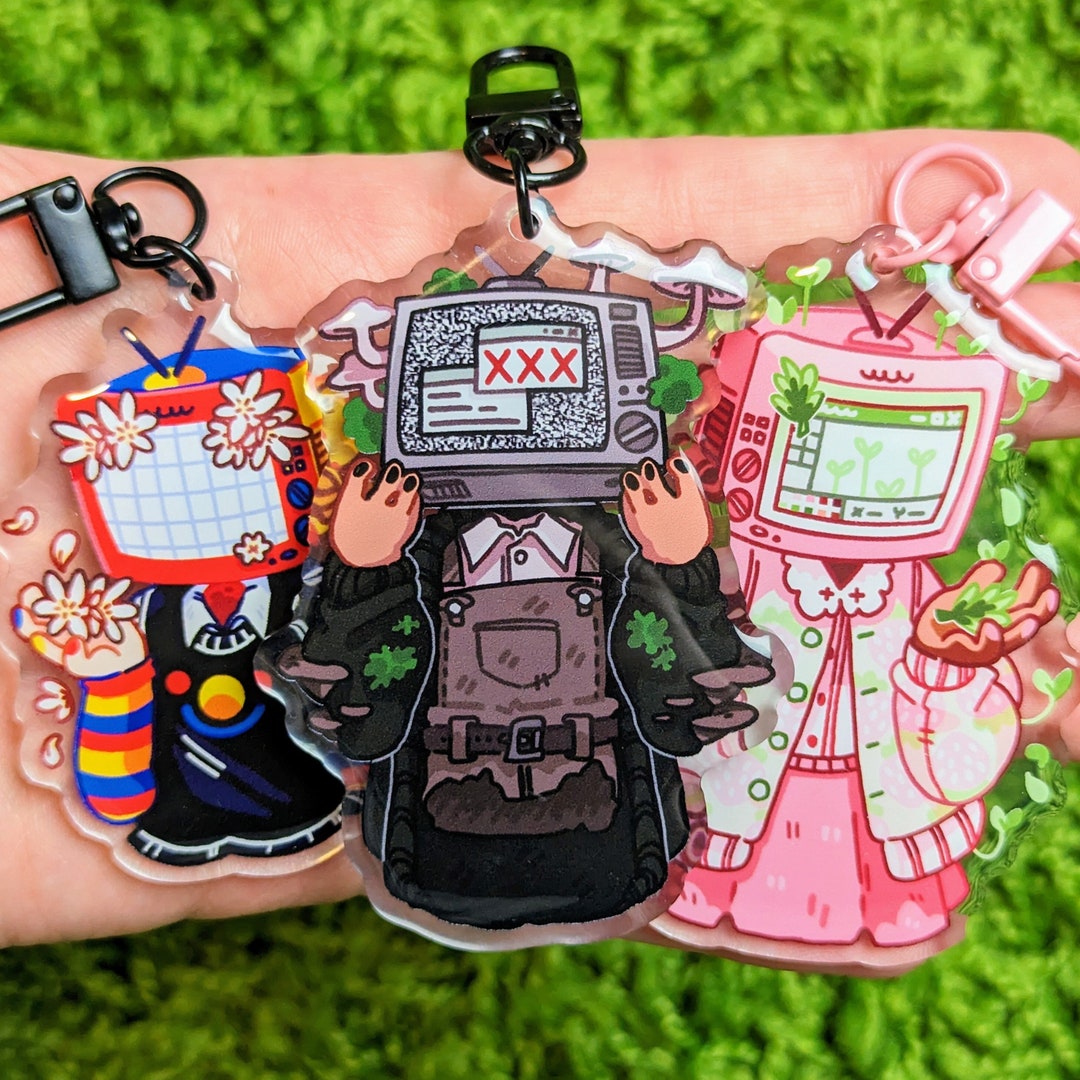 TV Head Cute Acrylic Keychains! - Etsy
