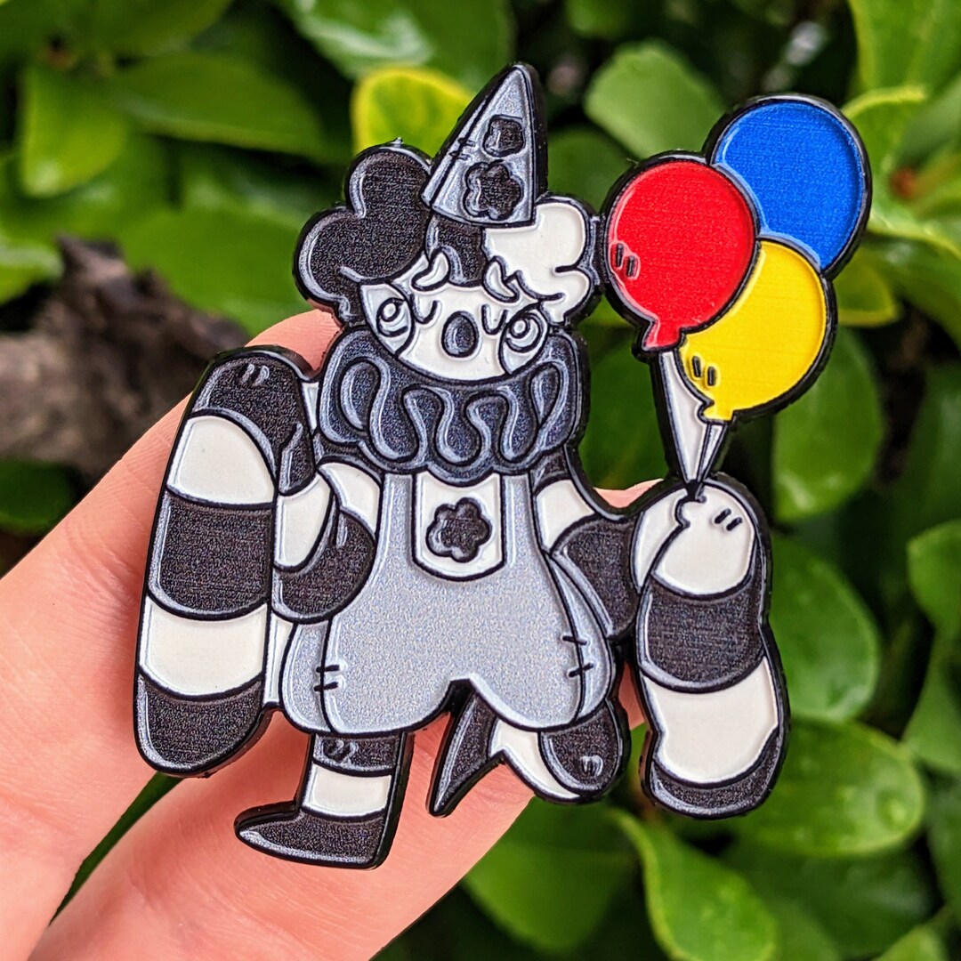 Sad Black and White Clown Enamel Pin 2in - Etsy