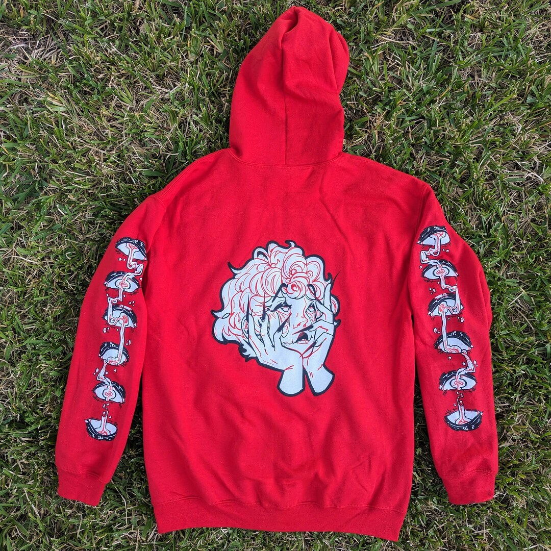 Red Droopy Eye Girl Zip-up Jacket - Etsy