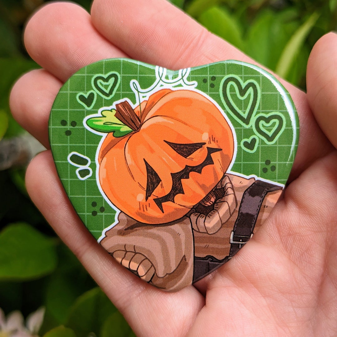 Autumn Pumpkin Head Large Heart Button! 2.25" - Etsy