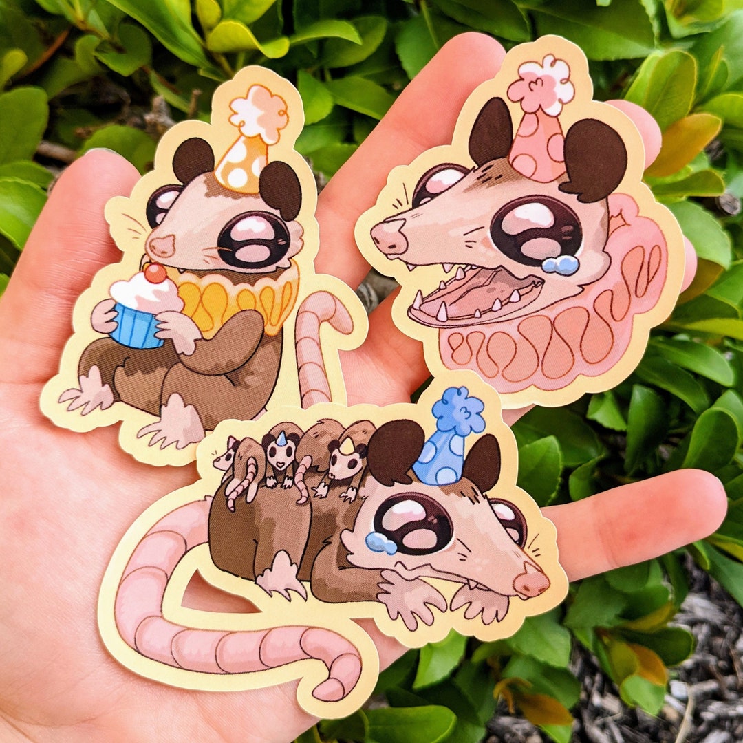 Sad Party Opossum Waterproof Sticker Set! - Etsy