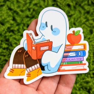 Cute Reading Ghost Waterproof Stickers! V9 - Etsy