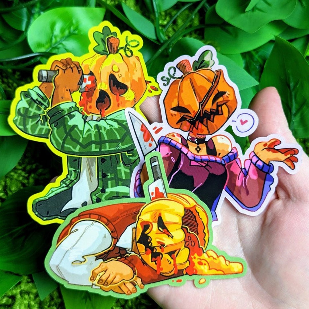 Gore Pumpkin Head Stickers - Etsy
