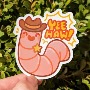 Cowboy Worm Waterproof Stickers! - Etsy