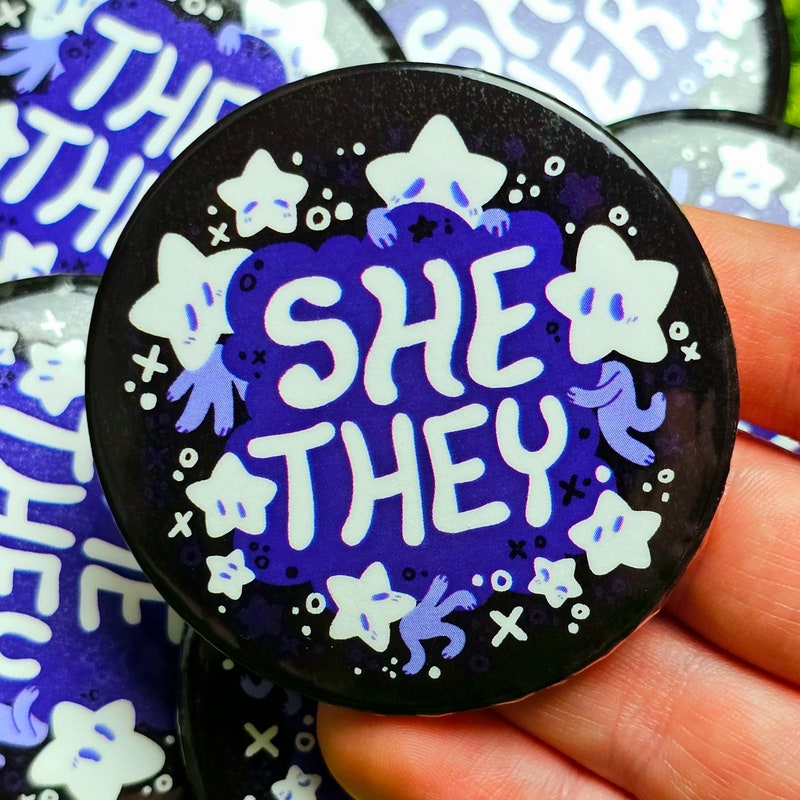 Aesthetic Pronoun Buttons - Etsy