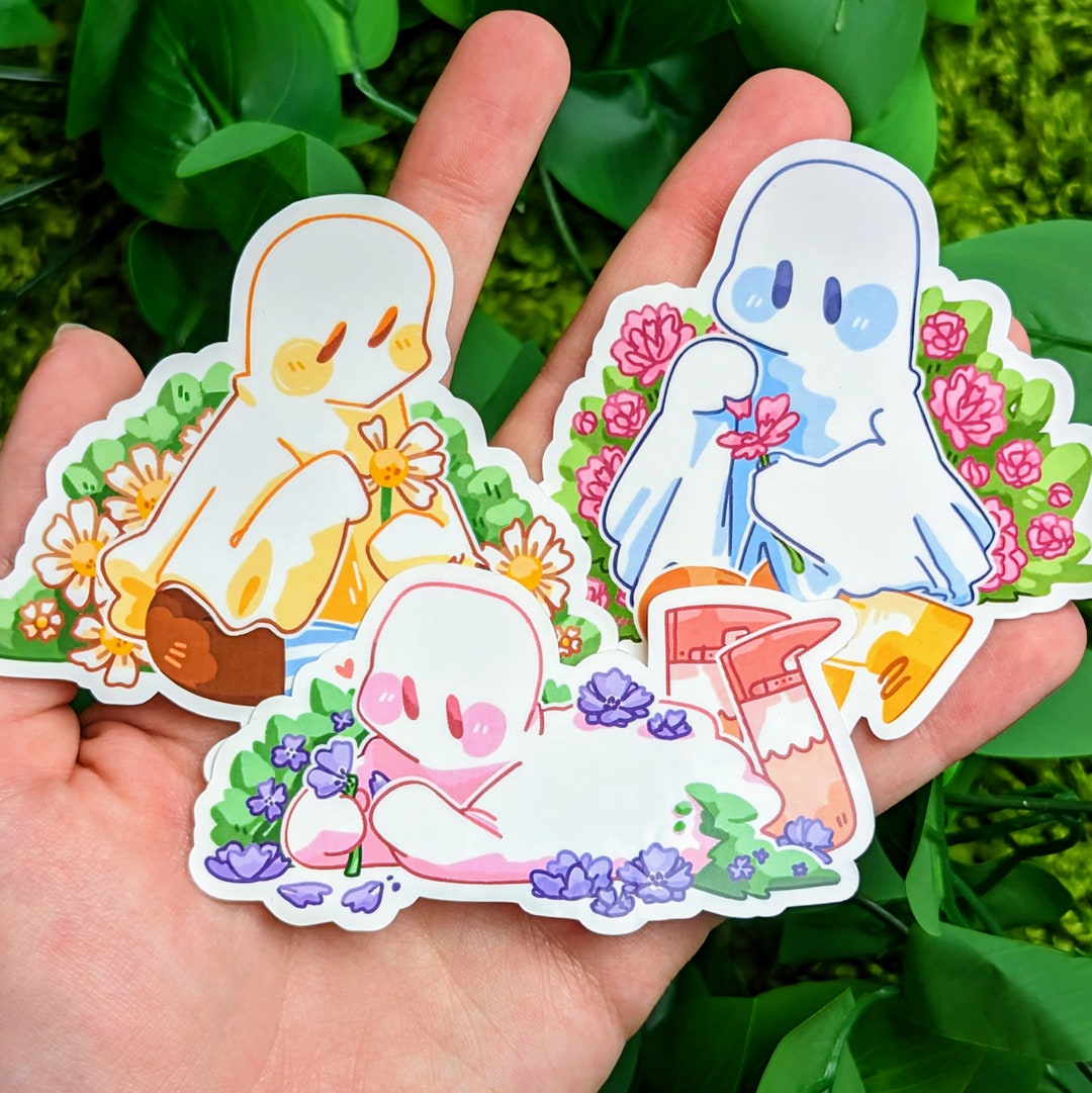 Valentine Flower Ghost Stickers - Etsy