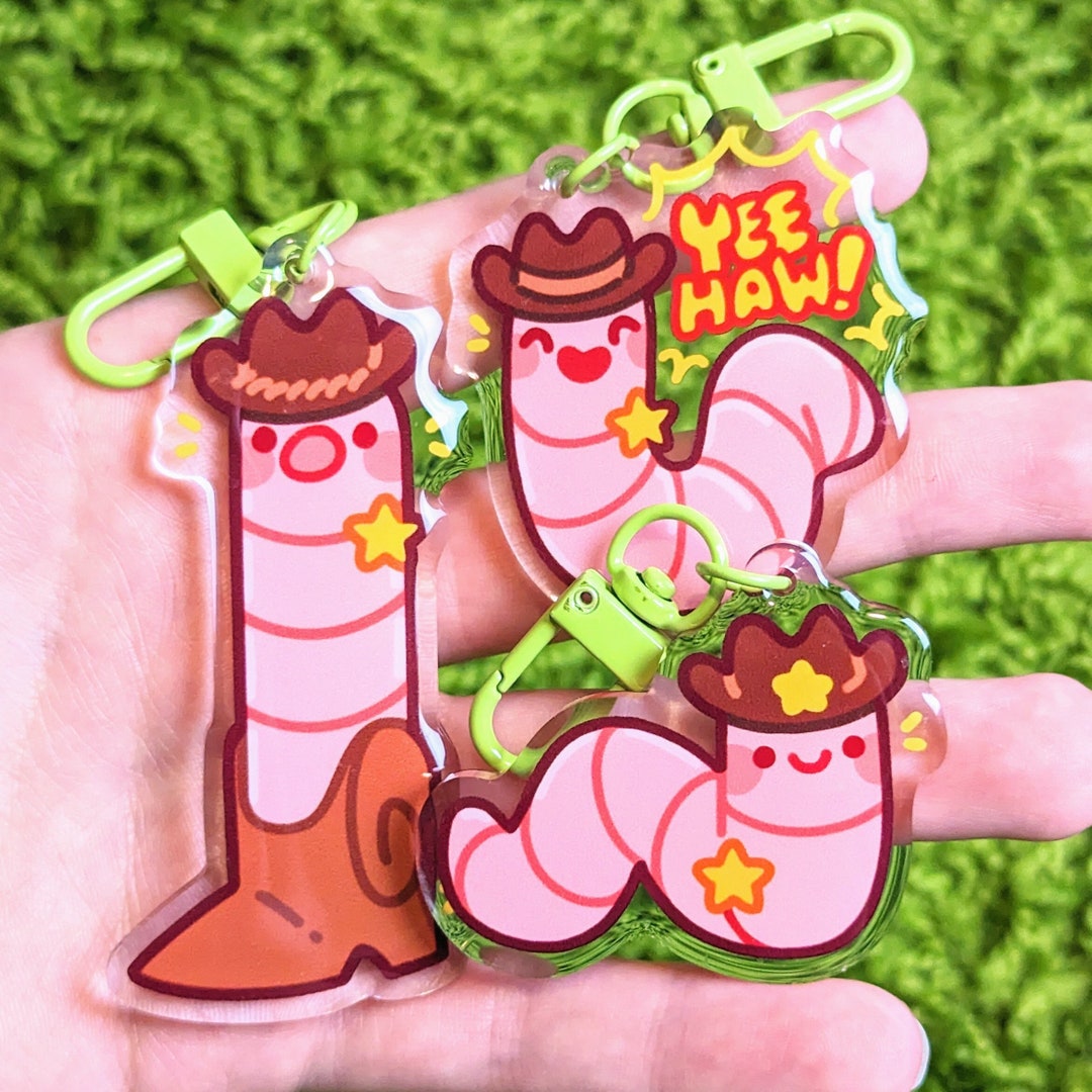 Cowboy Worm Acrylic Keychains! - Etsy