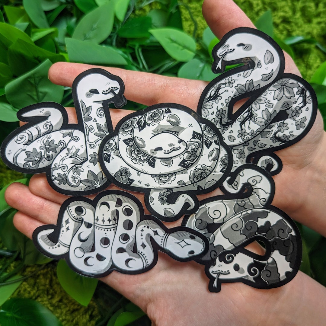 Black and White Tattoo Snake Waterproof Stickers! - Etsy