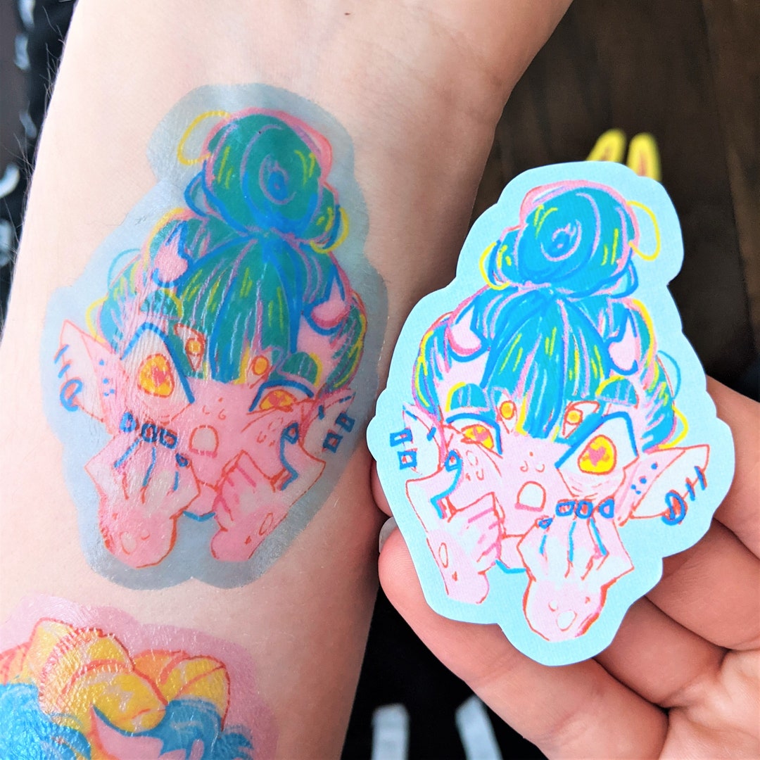 Mini Pink Demon Girl Temporary Tattoos! Waterproof - Etsy