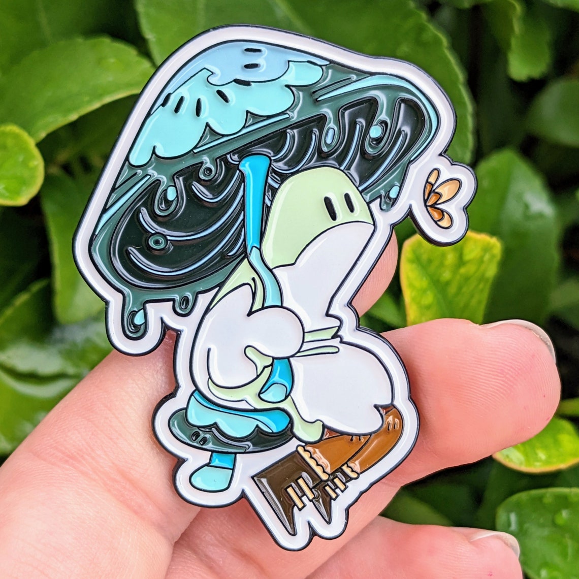 Blue Mushroom Ghost Enamel Pin 1.5in - Etsy