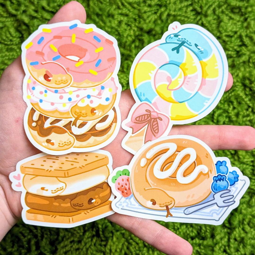 Sweet Snake Snacks Waterproof Sticker Set! - Etsy