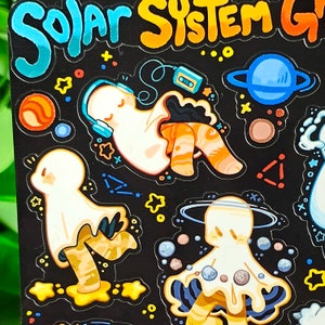 Solar System Ghost Sticker Sheet - Etsy