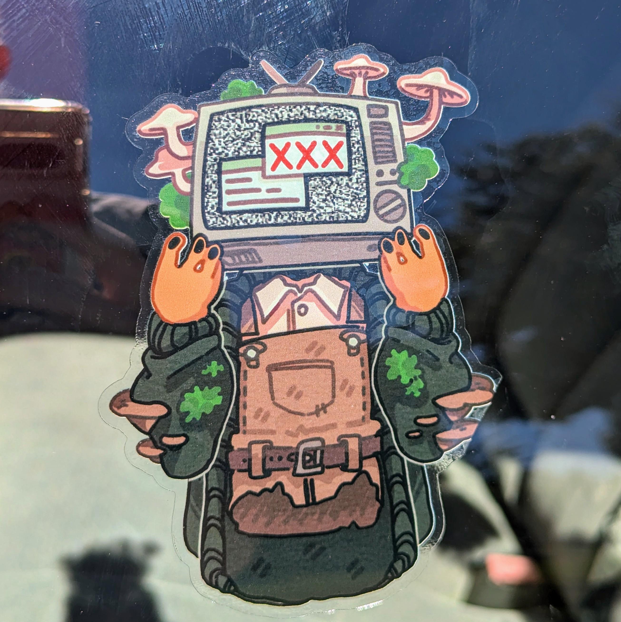 Mushroom Grunge TV Head Window Sticker - Etsy