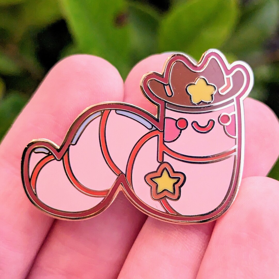 Cowboy Worm Enamel Pin! - Etsy
