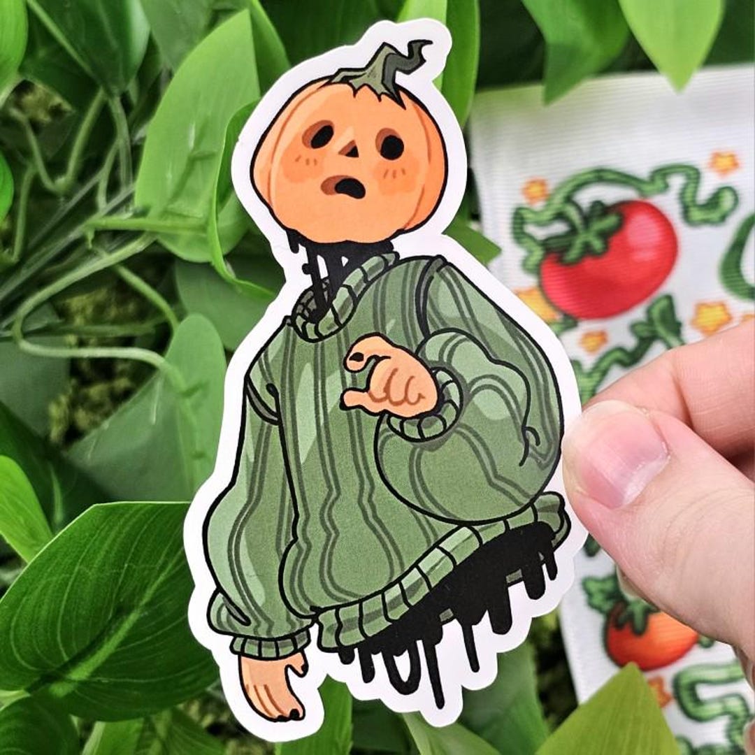 Green Sweater Gore Pumpkin Head Sticker! - Etsy