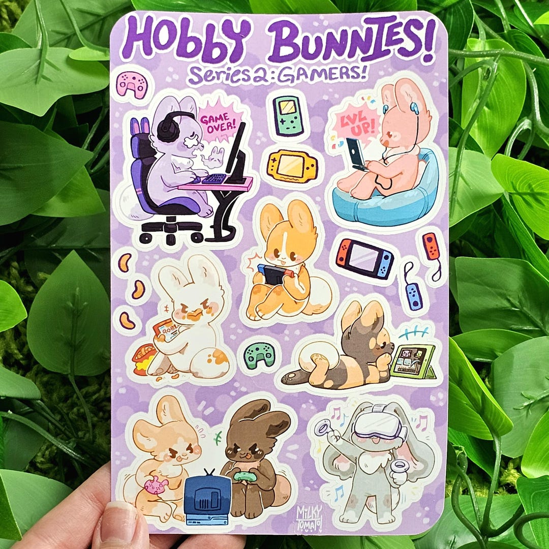 Hobby Bunny Gamers Sticker Sheet - Etsy