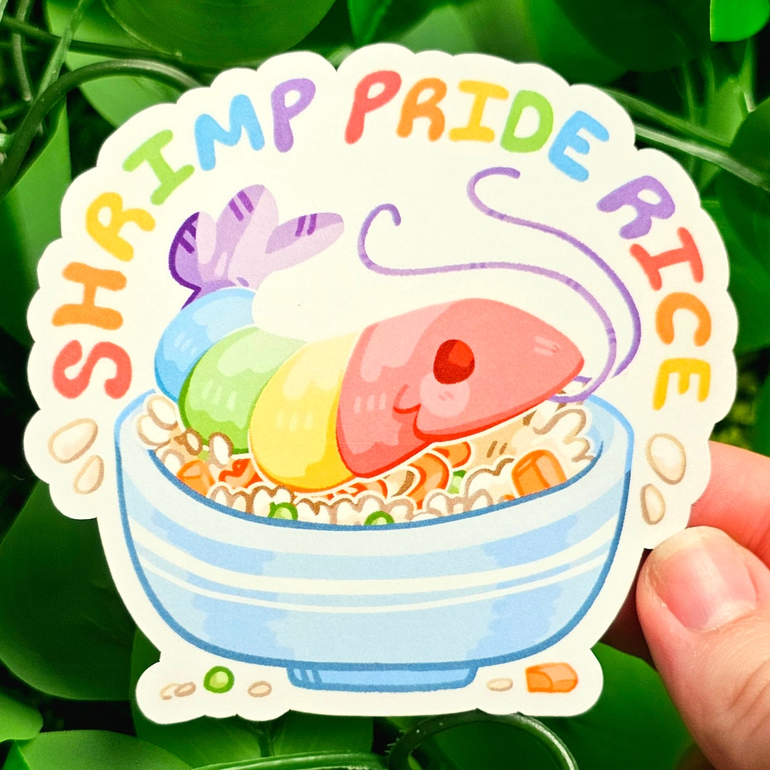 Shrimp Pride Rice Sticker - Etsy