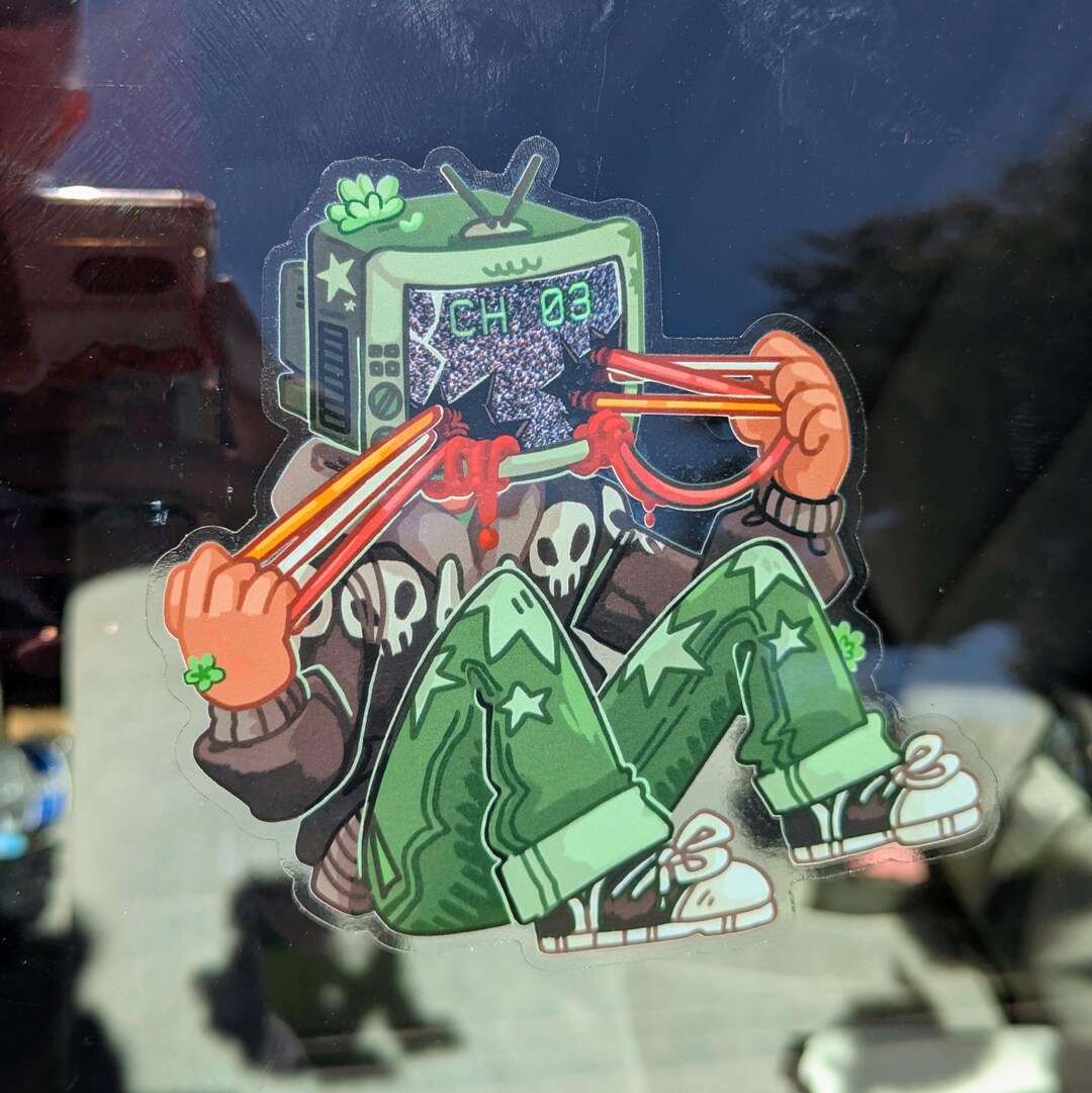 Static TV Head Window Sticker - Etsy