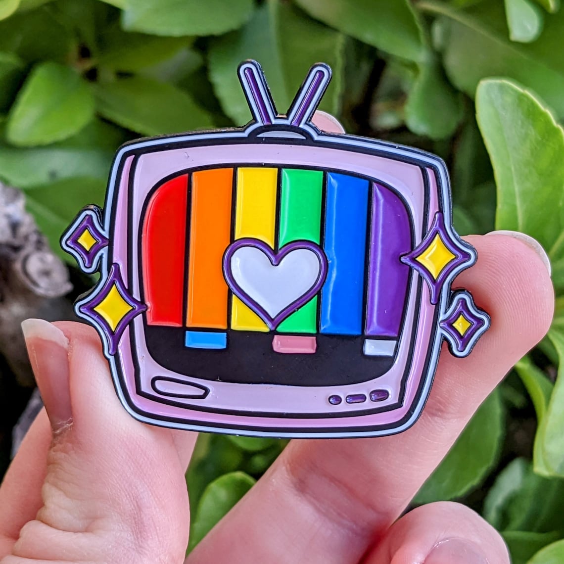 Rainbow TV Enamel Pin 1.5in - Etsy