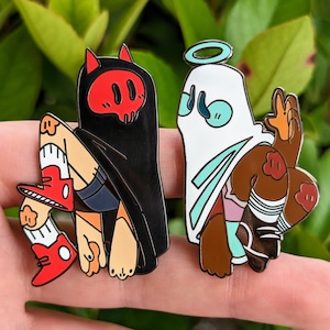 Angel and Devil Ghost Enamel Pins! 2in - Etsy