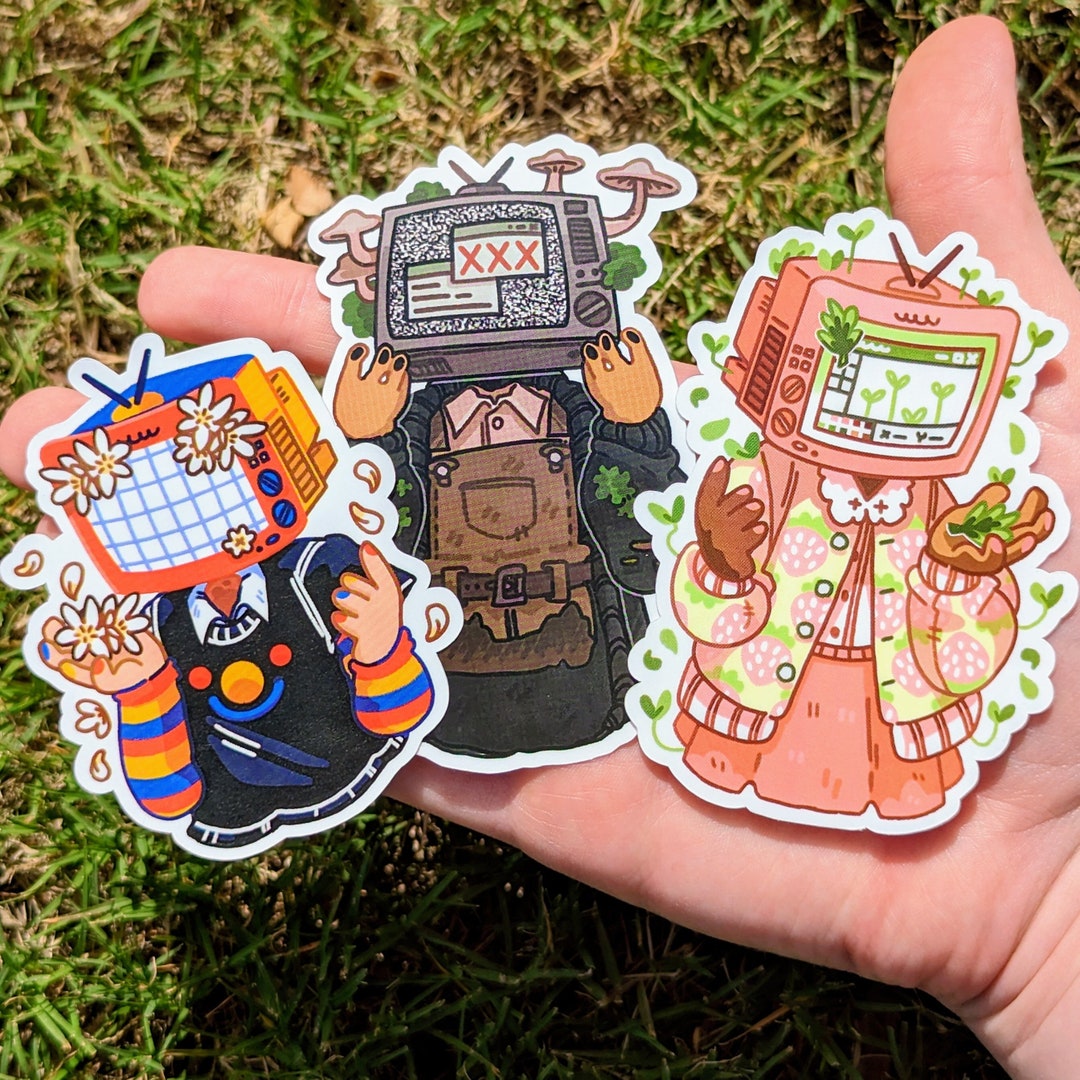 TV Head Cute Waterproof Stickers! - Etsy
