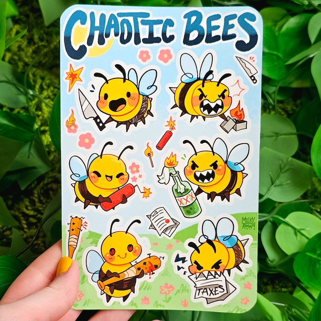 Chaotic Bees Sticker Sheet - Etsy