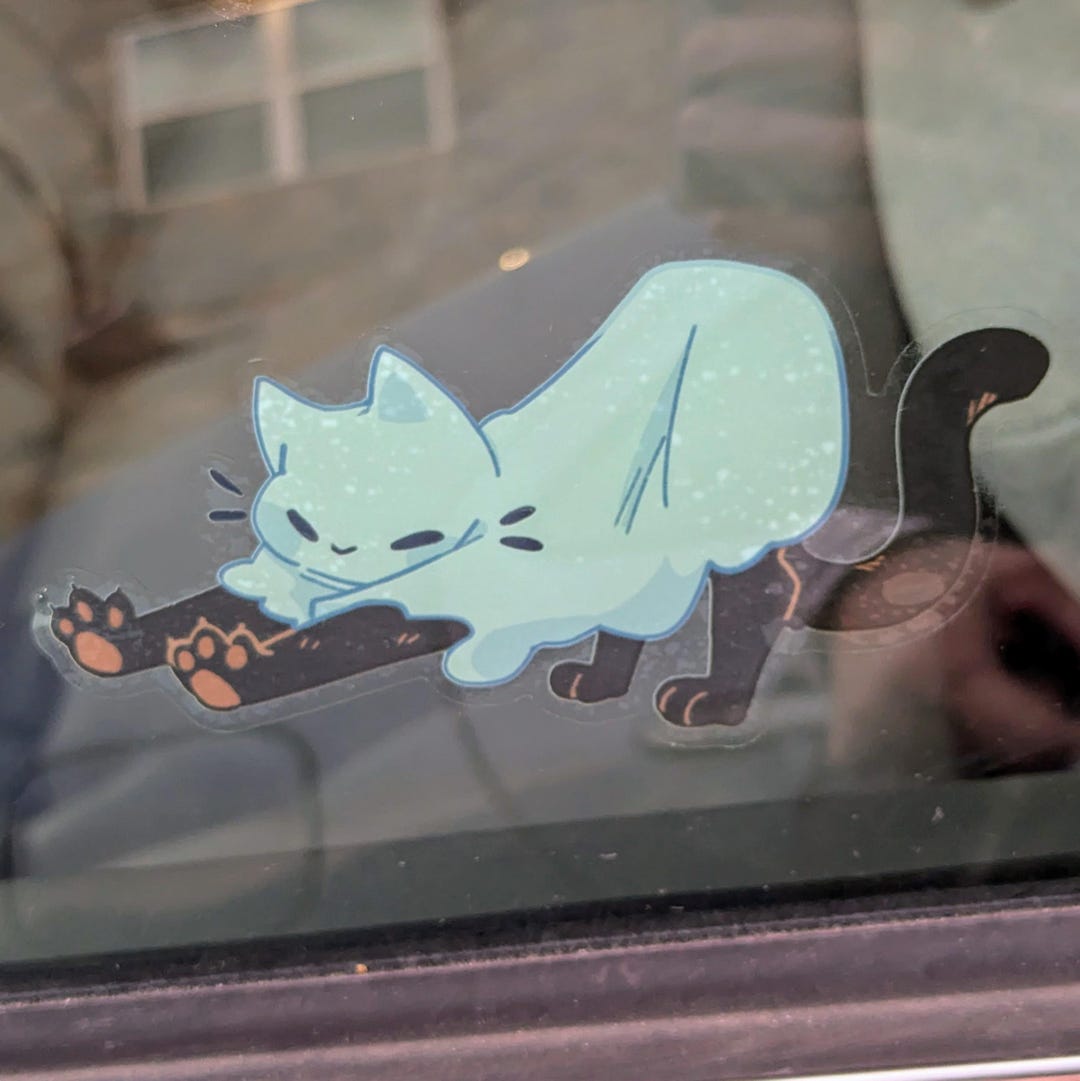 Stretching Ghost Cat Window Sticker! - Etsy