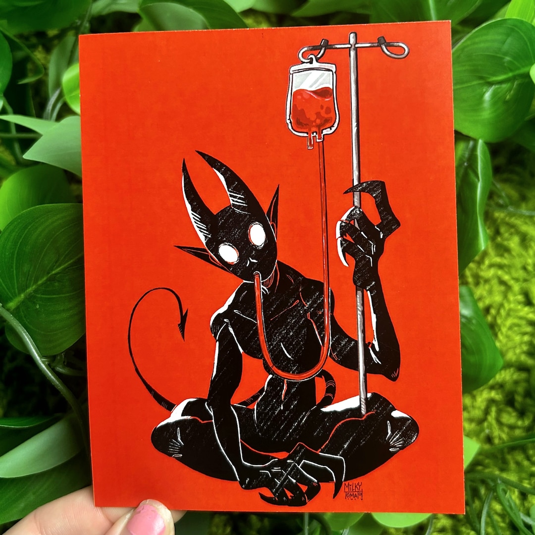 Blood Bag Demon Mini Print - Etsy