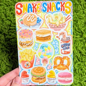 Snake Snacks Waterproof Sticker Sheet! - Etsy