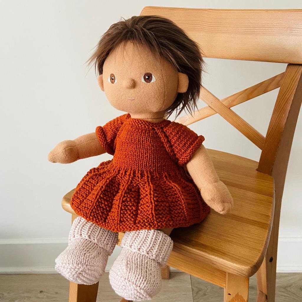 DINKUM Doll, Set of 6 Knitting PATTERNS: Wave Jacket, Panties, Socks, Head Band, Dress, Bonnet ...