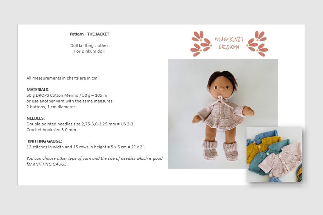 DINKUM Doll, PATTERN to Knit the Wave Jacket - Etsy