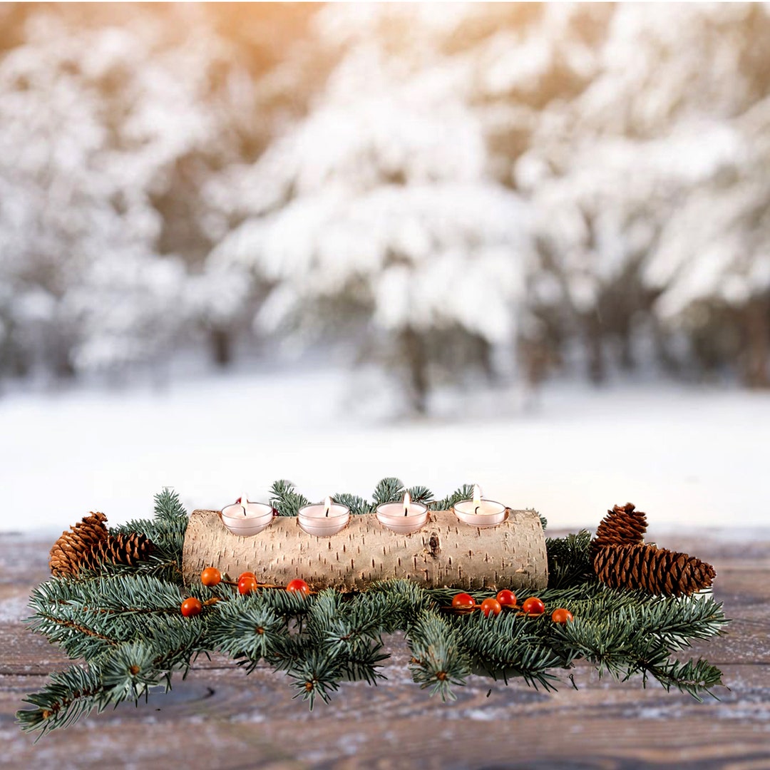 White Birch Yule Log FULL SIZE Log Candleholder - Etsy
