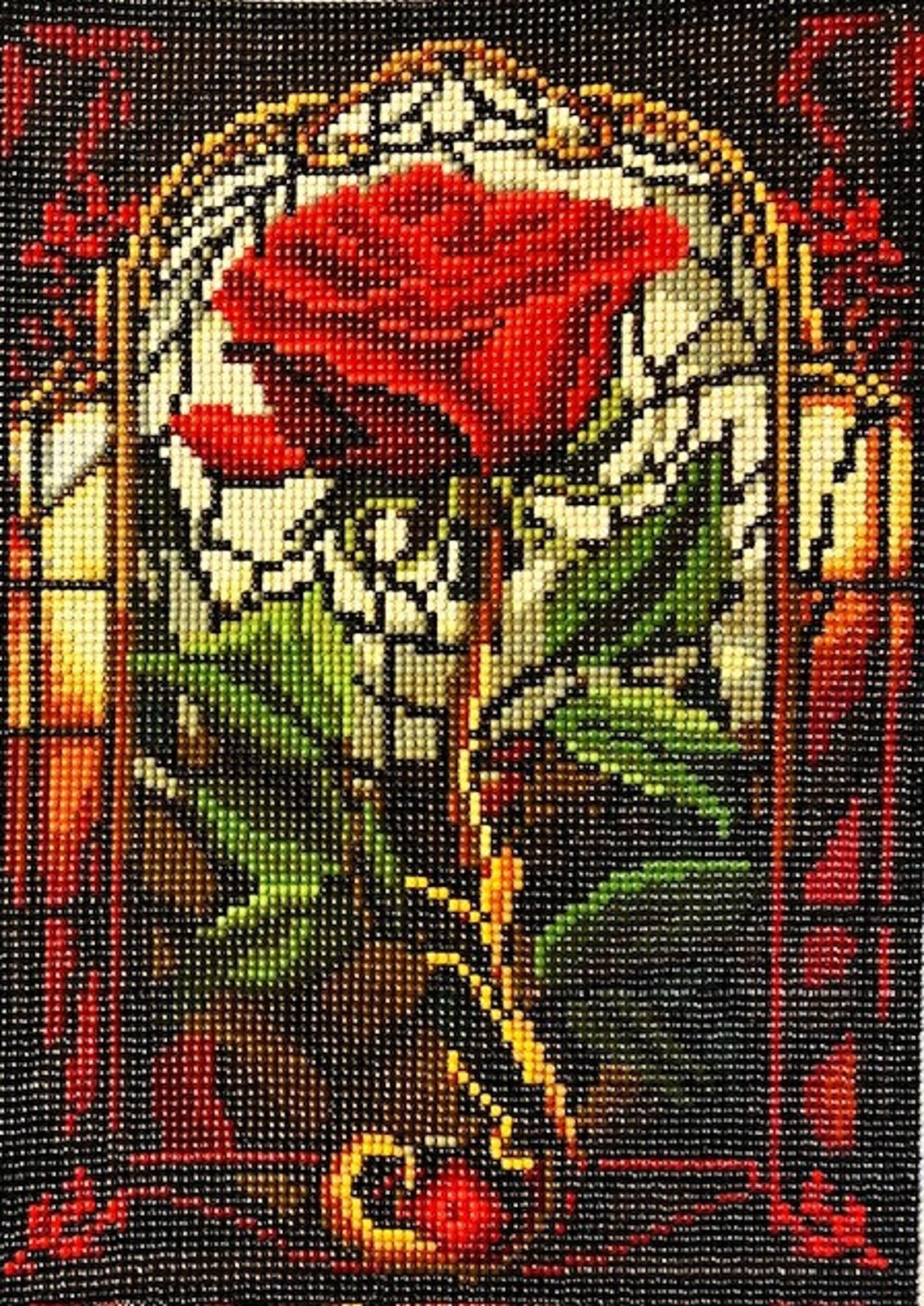 Rose Stained Glass Diamond Painting-completed - Etsy