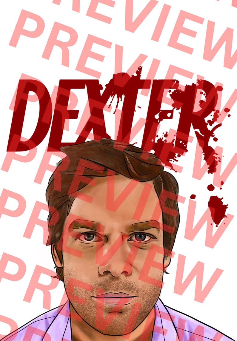 Dexter Morgan Poster - Dexter Wall Art - Tv Show Fan Art - Original ...