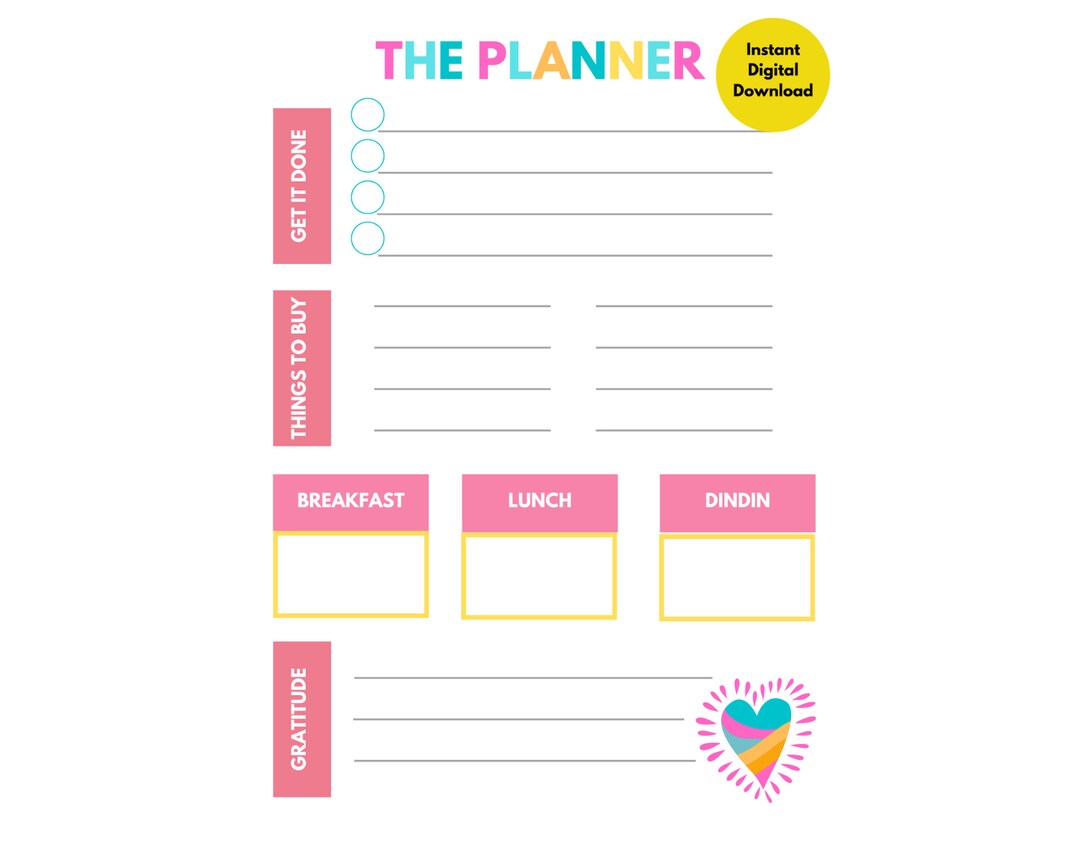 Colorful Daily Planner - Template Printable PDF - Etsy