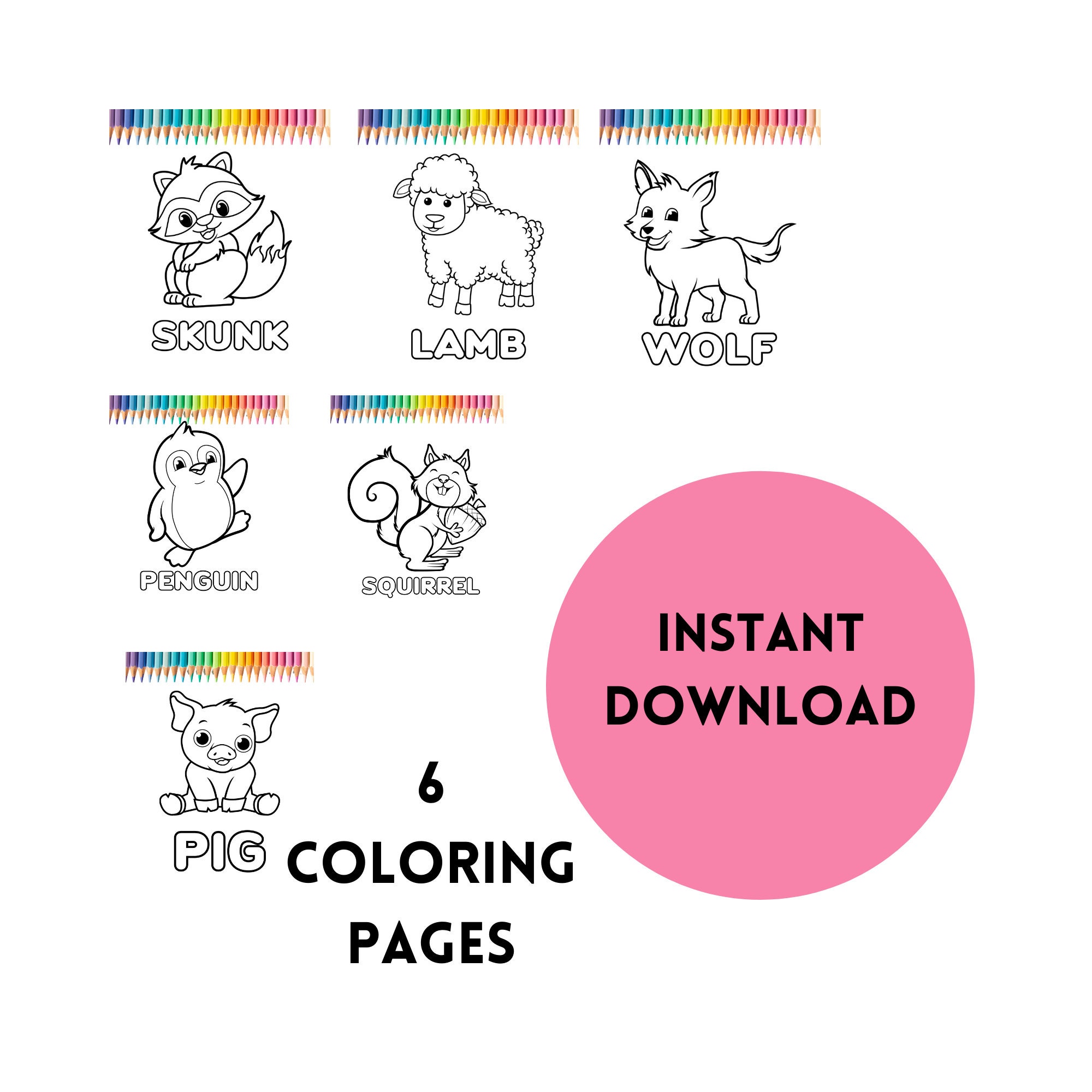 Animal Coloring Pack for Pre-schoolers - Etsy