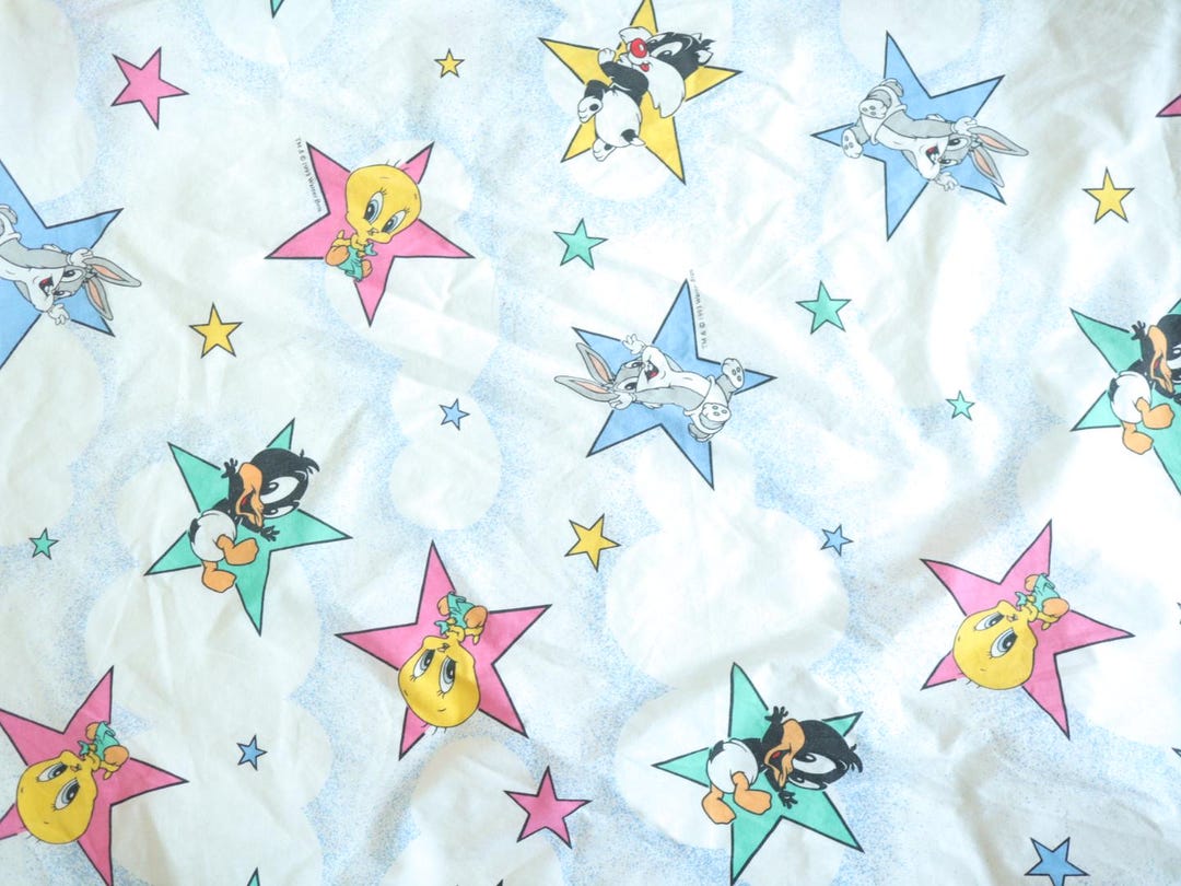 Vintage 90s Baby Looney Tunes Crib Size Fitted Sheet / Made in USA ...