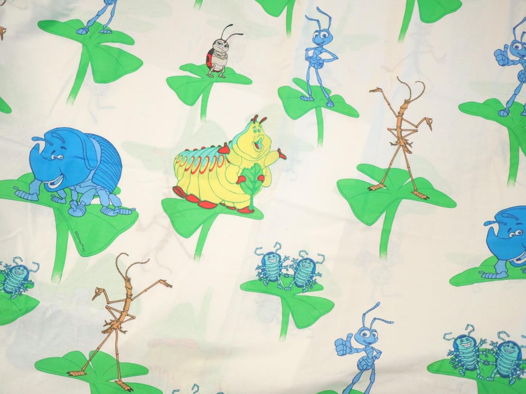 Vintage 90s Disney Pixar A BUG'S LIFE Twin Double Size Bed Flat Sheet ...