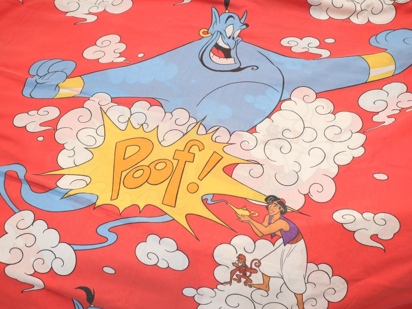 Vintage 90s Disney Aladdin "poof!" Genie's Lamp Twin Flat Sheet / Genie ...