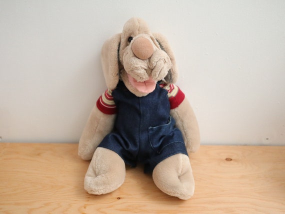 Vintage 80s Wrinkles Dog Brown Plush Hand Puppet the Heritage Collection Ganz Bros 1981 Denim Overall Etsy UK