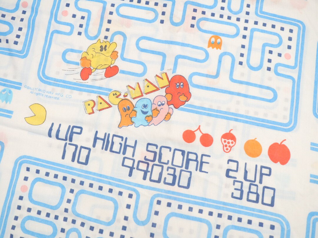 Vintage 80s Pac Man Video Game Twin Fitted Sheet / Bally Mid Way - Etsy