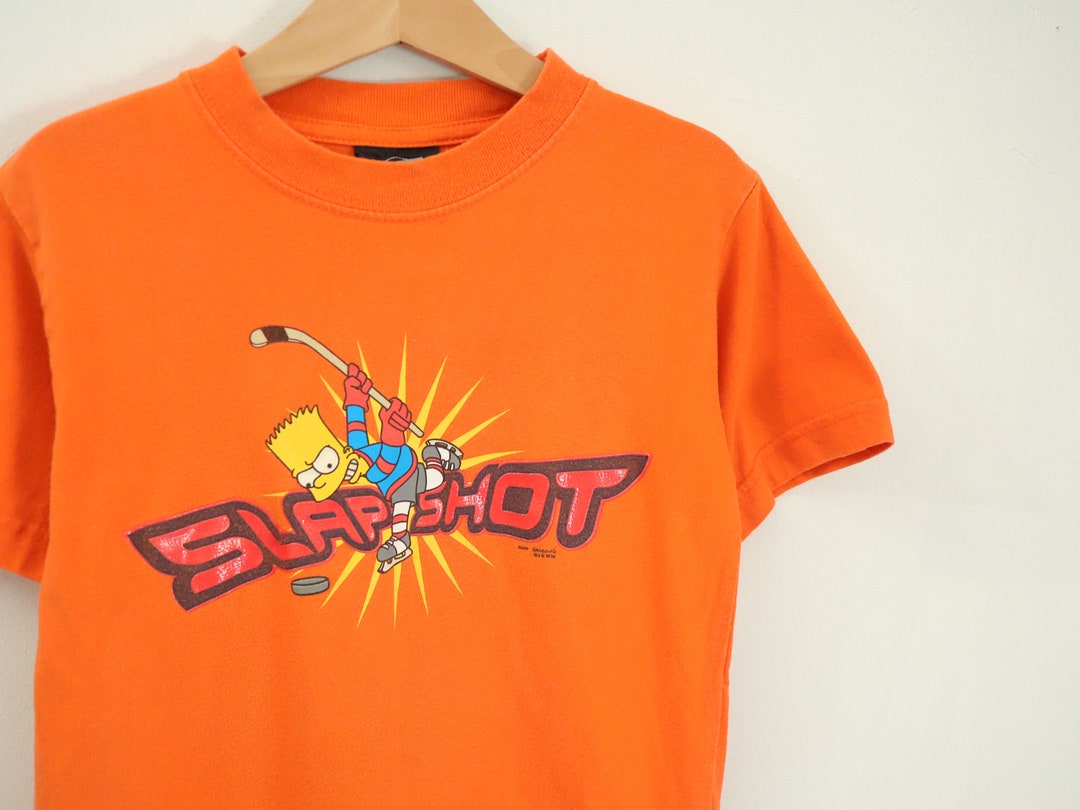 Vintage Kids SLAP SHOT Bart Simpson Orange T-shirts / Size 4-5Y / Retro ...