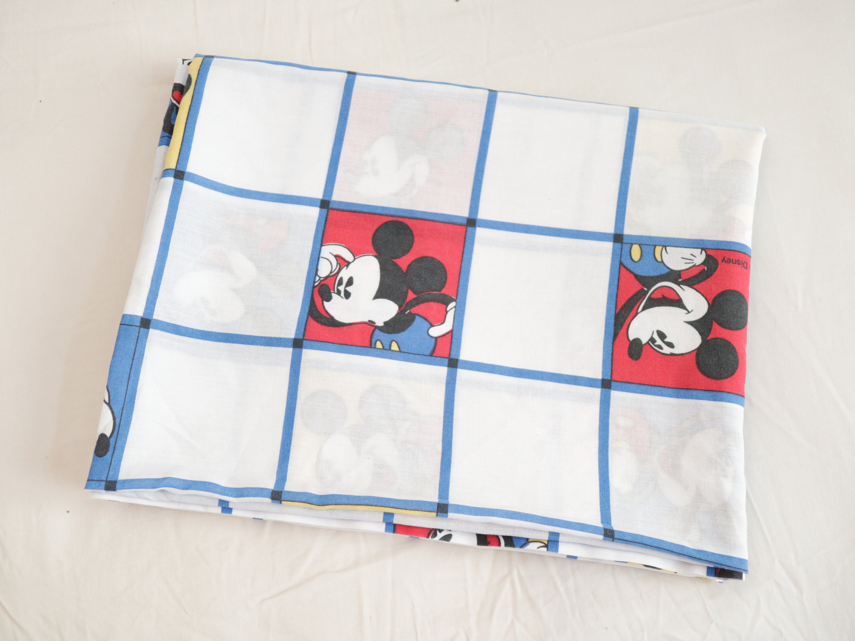 Vintage Disney 90s Mickey Mouse Colour Block TWIN Flat Sheet / Made in ...