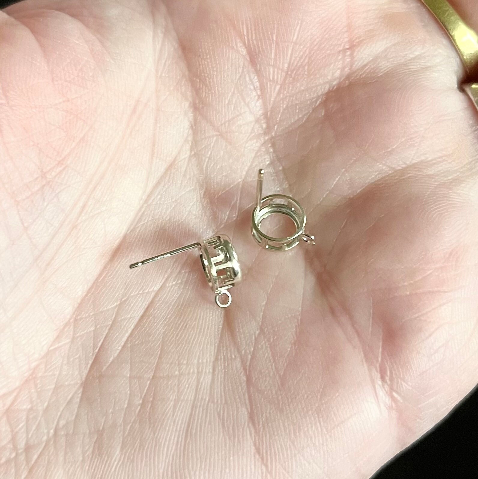 Pendientes redondos facetados de 6 mm, fáciles de usar, de plata de ley ...