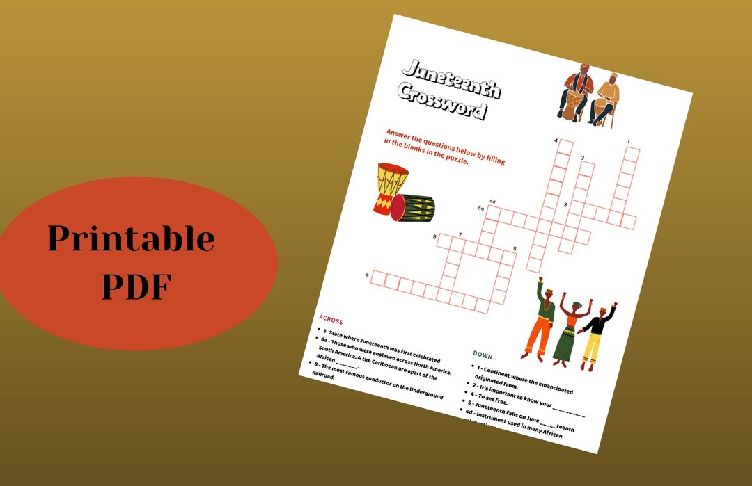 Printable Juneteenth Crossword Puzzle - Etsy