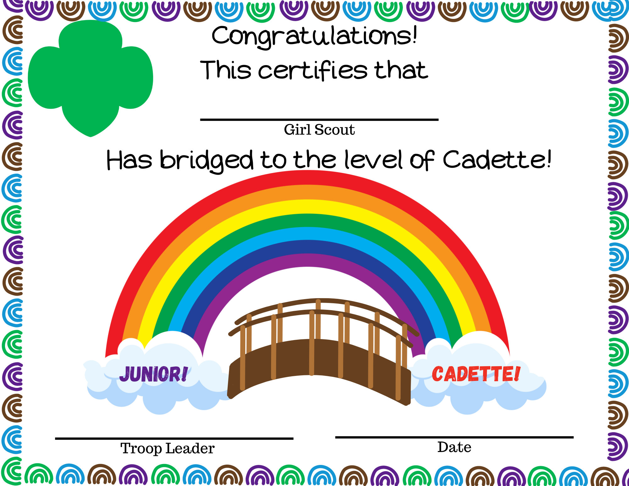 Cadette Bridging Certificate - Etsy