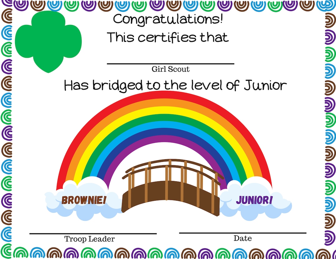 Girl Scout Junior Bridging Certificate - Etsy