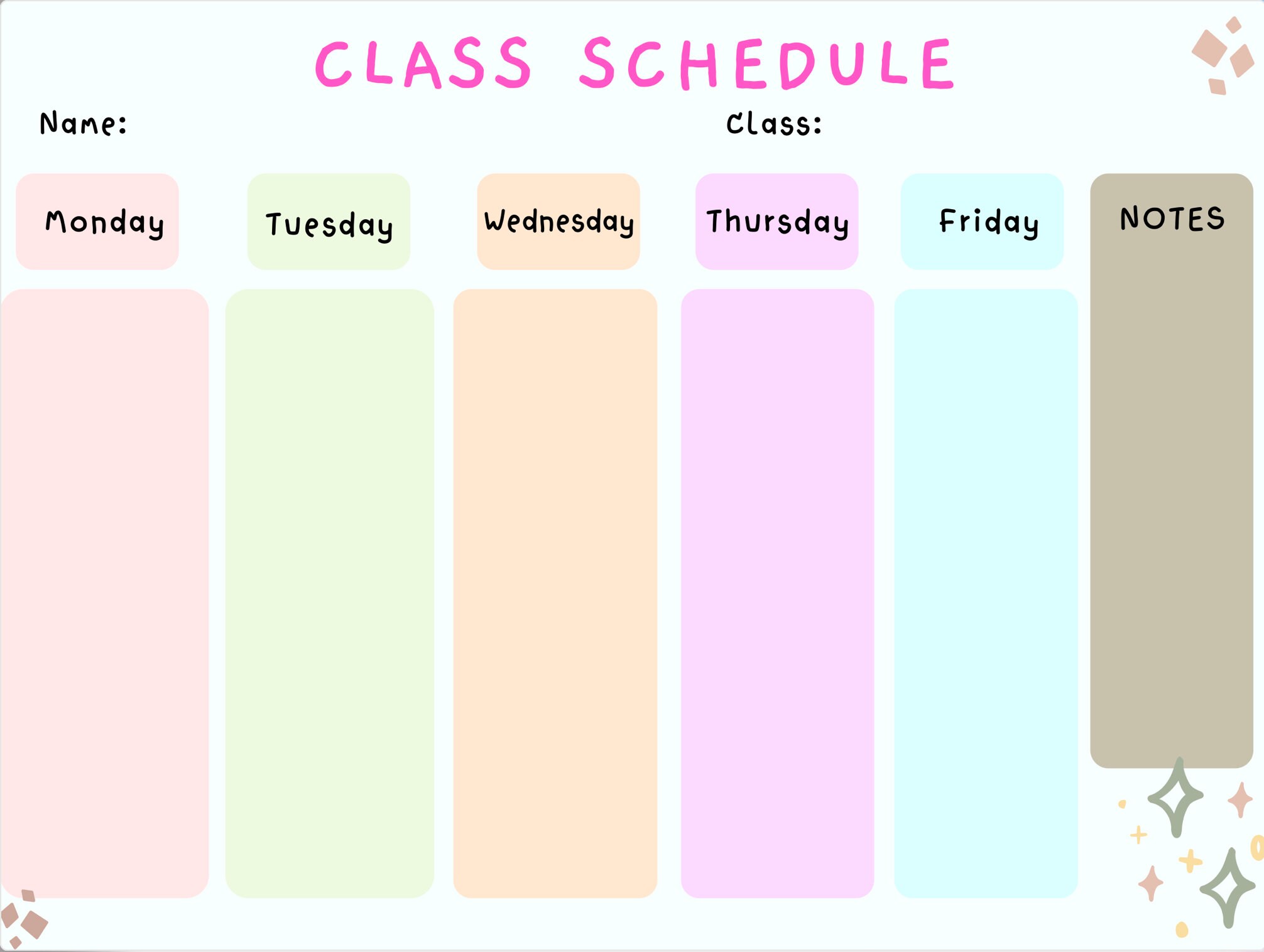 Printable and Fillable Class Schedule and Daily Planner - Etsy