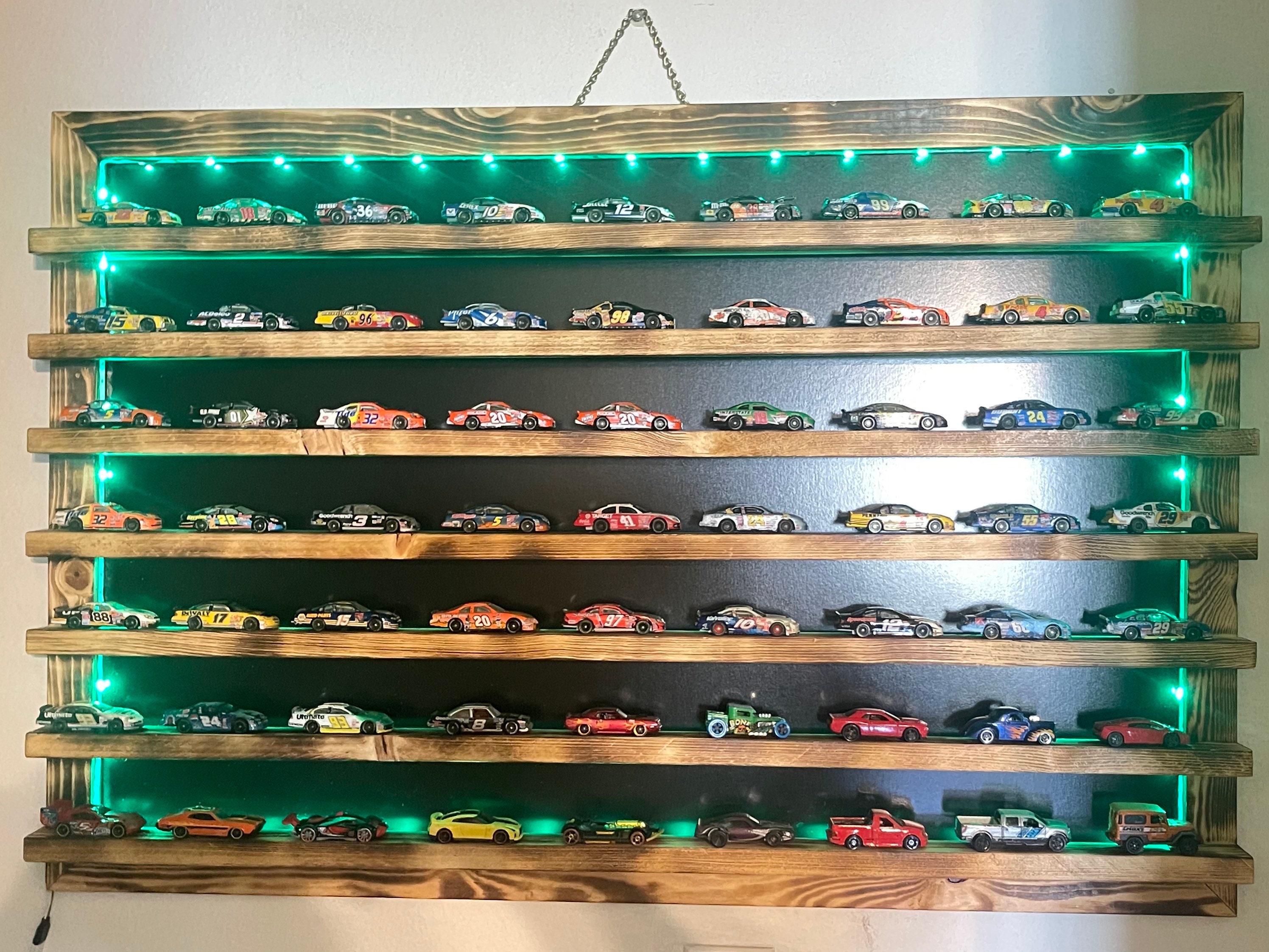 Wooden Display With LED Backlights Remote Control for 63 Cars 1-64 ...